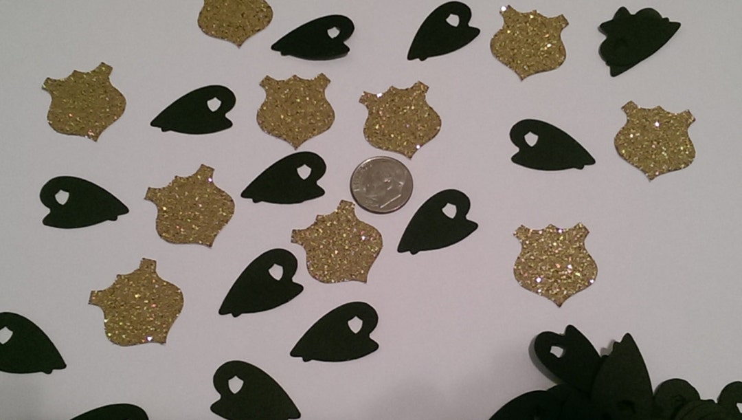 Police Hats and Badges Black and Gold - Confetti- Birthday Decor- Baby ...