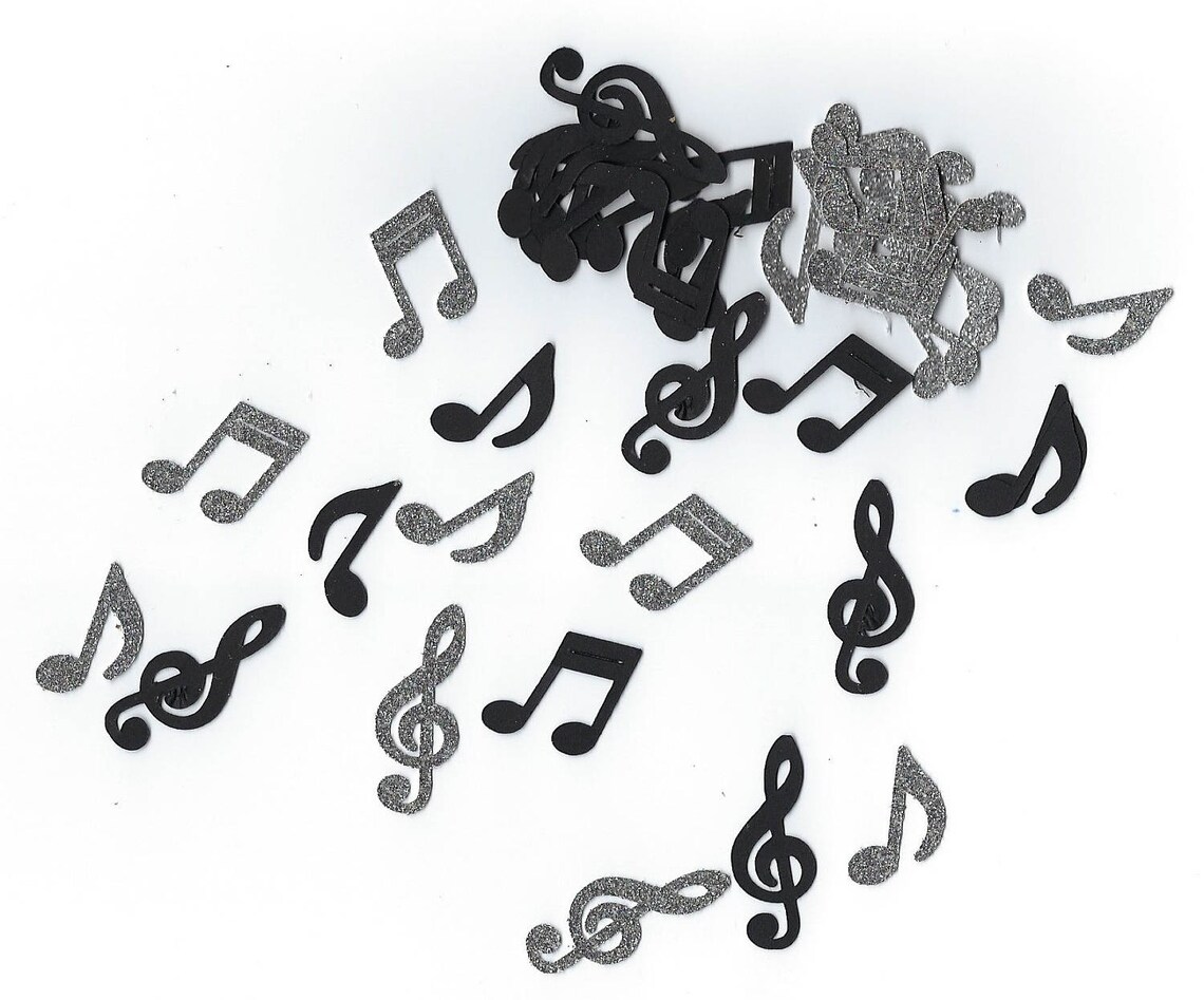 Music Notes Black and Silver Confetti Birthday Party Die | Etsy