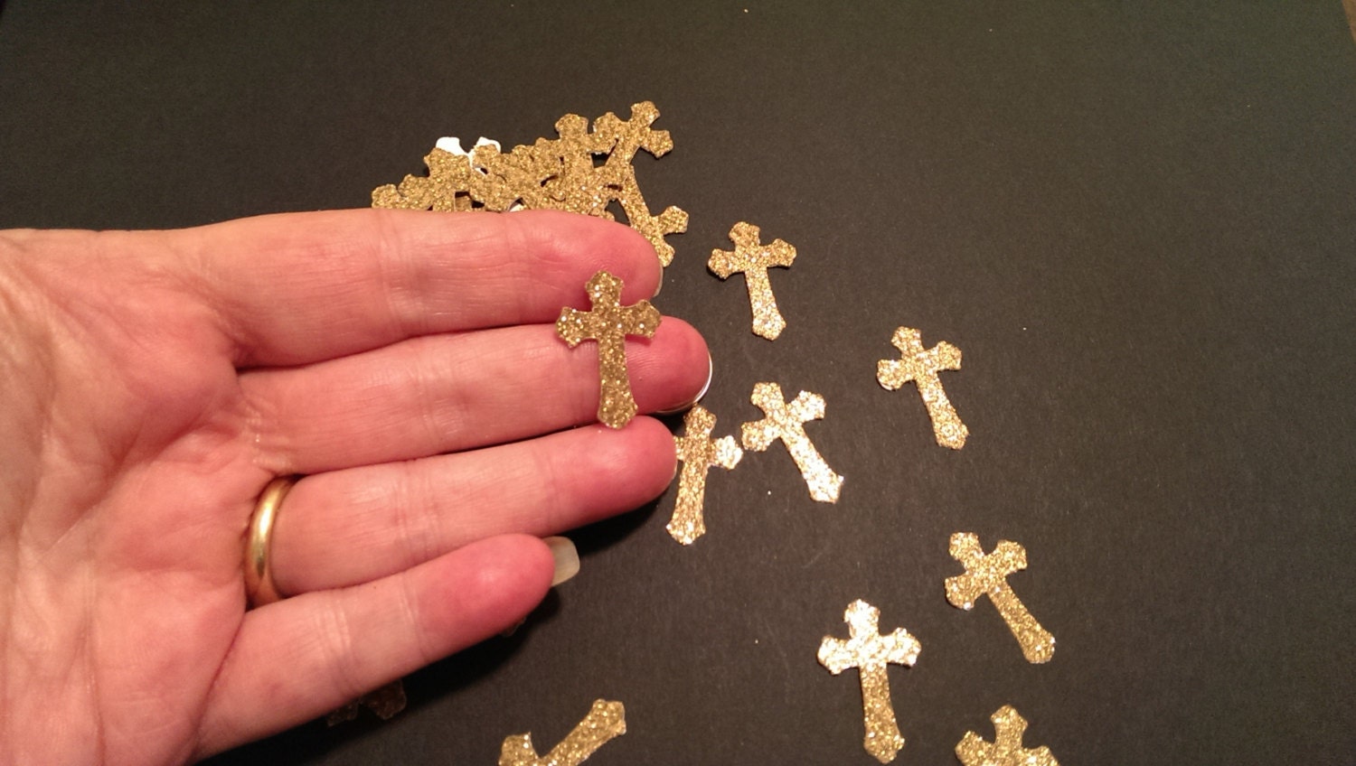 Golden Cross Confetti- Cross Confetti- Bridal Shower Decor- First ...