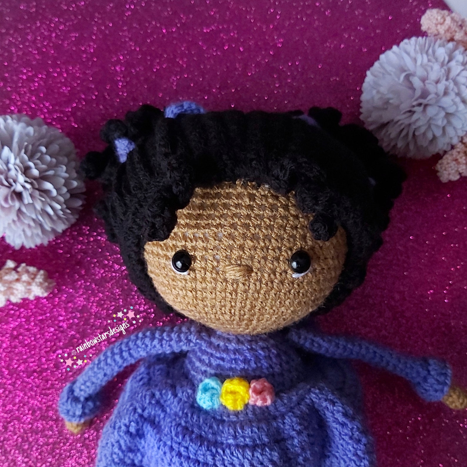 Keesha Adorable Floral Doll - Birthday Gift, Afro Doll, Doll, Amigurumi ...