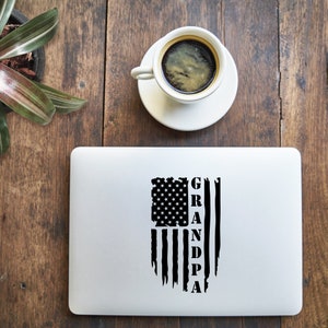Grandpa American Flag Decal, Waterproof Vinyl Sticker, Father's Day ...