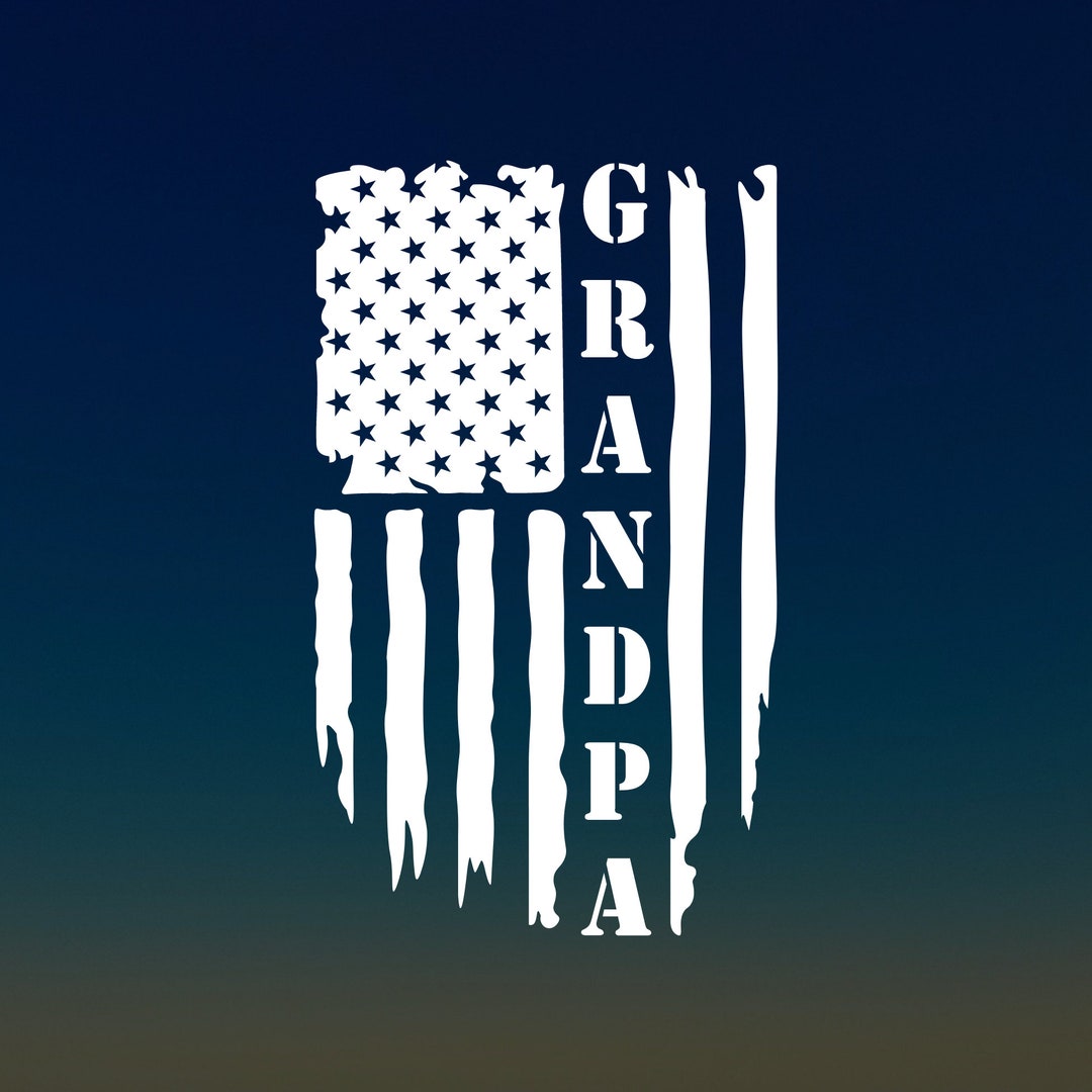 Grandpa American Flag Decal, Waterproof Vinyl Sticker, Father's Day ...