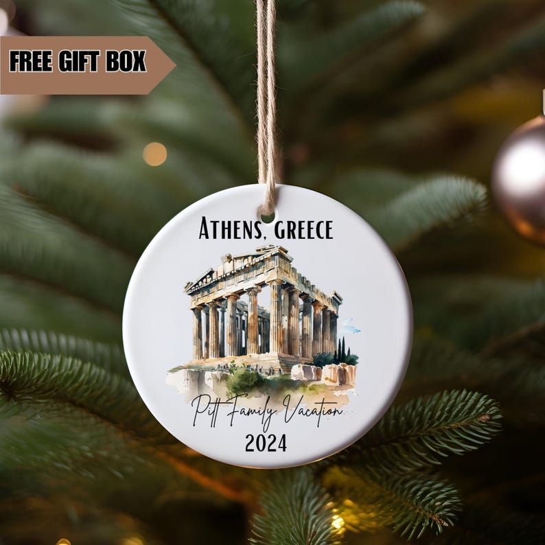 Athens Greece Vacation Christmas Ornament, Personalized Vacation ...