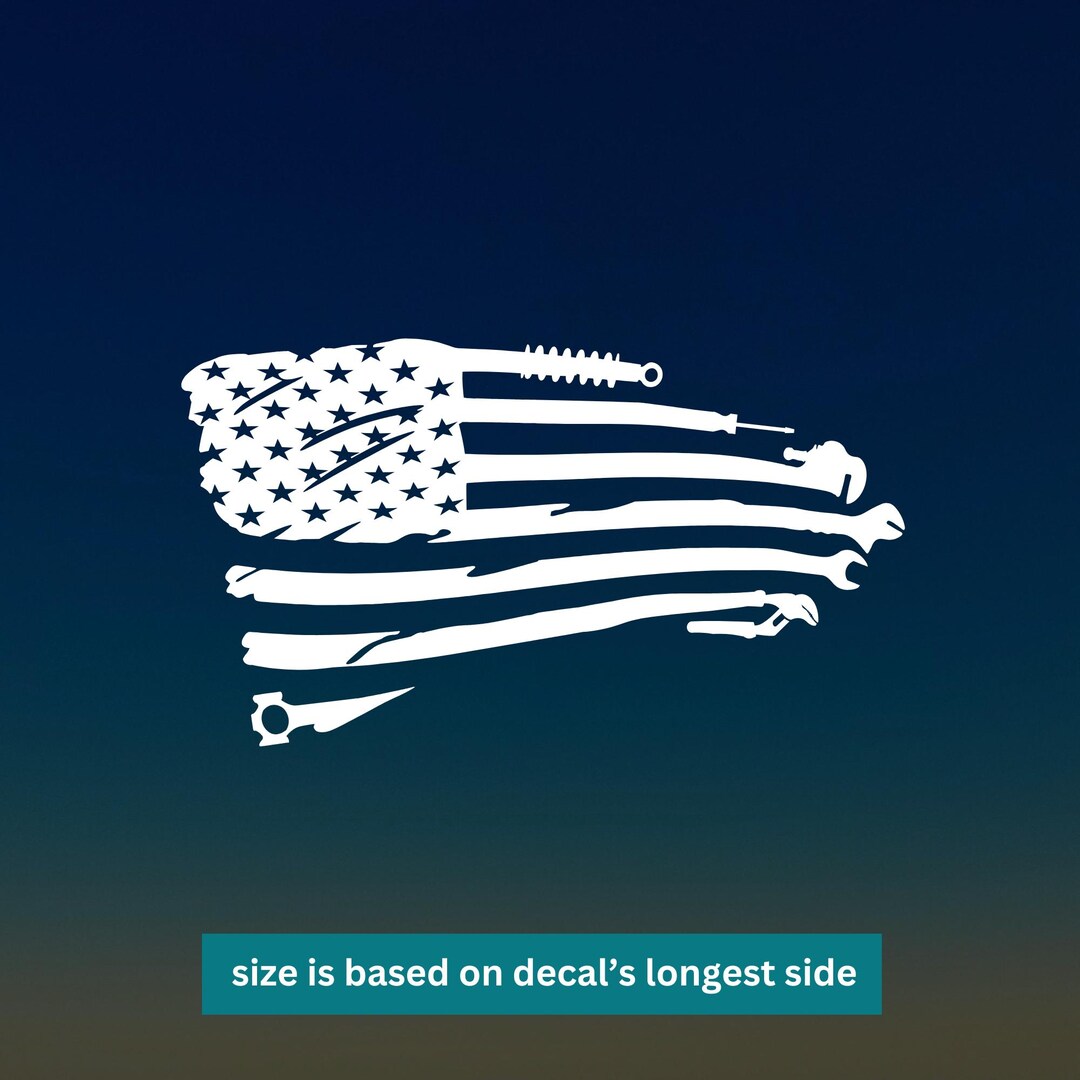 Mechanic American Flag Decal, Wrench Flag Decal, Waterproof Vinyl ...