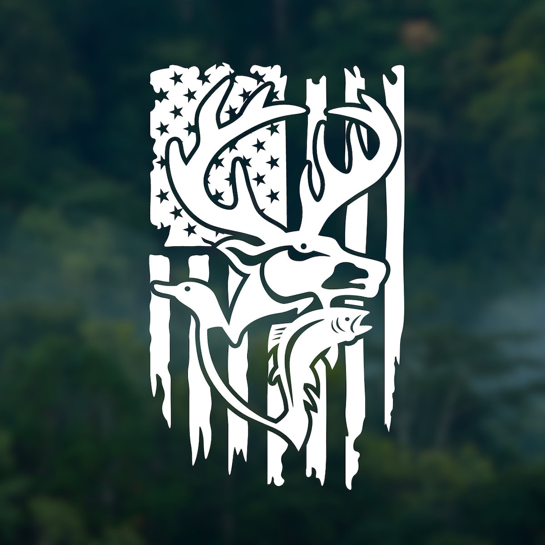 Hunting/fishing Vinyl Decal, Deer and Fish Vinyl Sticker, Waterproof ...