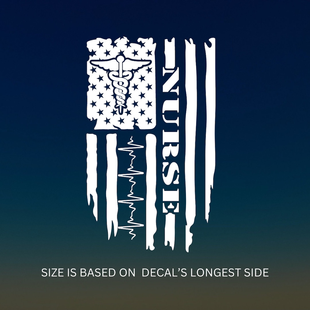 Nurse American Flag Decal, Nurse Day USA Flag Decal, Waterproof Vinyl ...