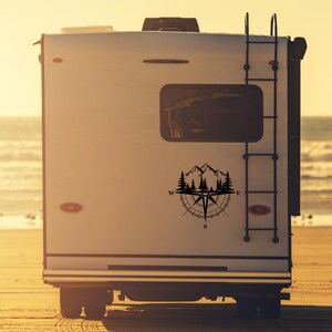 Compass Decal for RV Camper, Waterproof RV Decal, Mountains Camping ...
