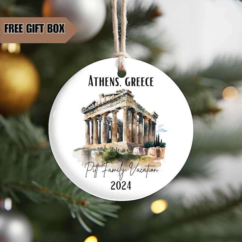 Athens Greece Vacation Christmas Ornament, Personalized Vacation ...