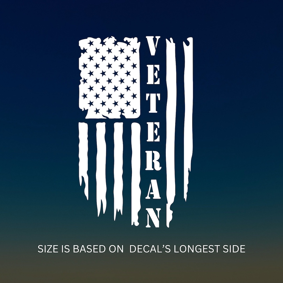 Veteran American Flag Decal, US Flag Vinyl Decal, Waterproof Vinyl ...