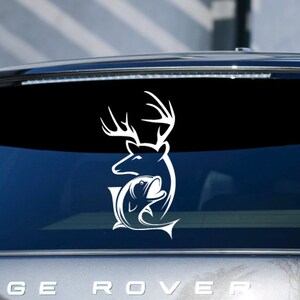Hunting/fishing Vinyl Decal, Deer and Fish Vinyl Sticker, Waterproof ...