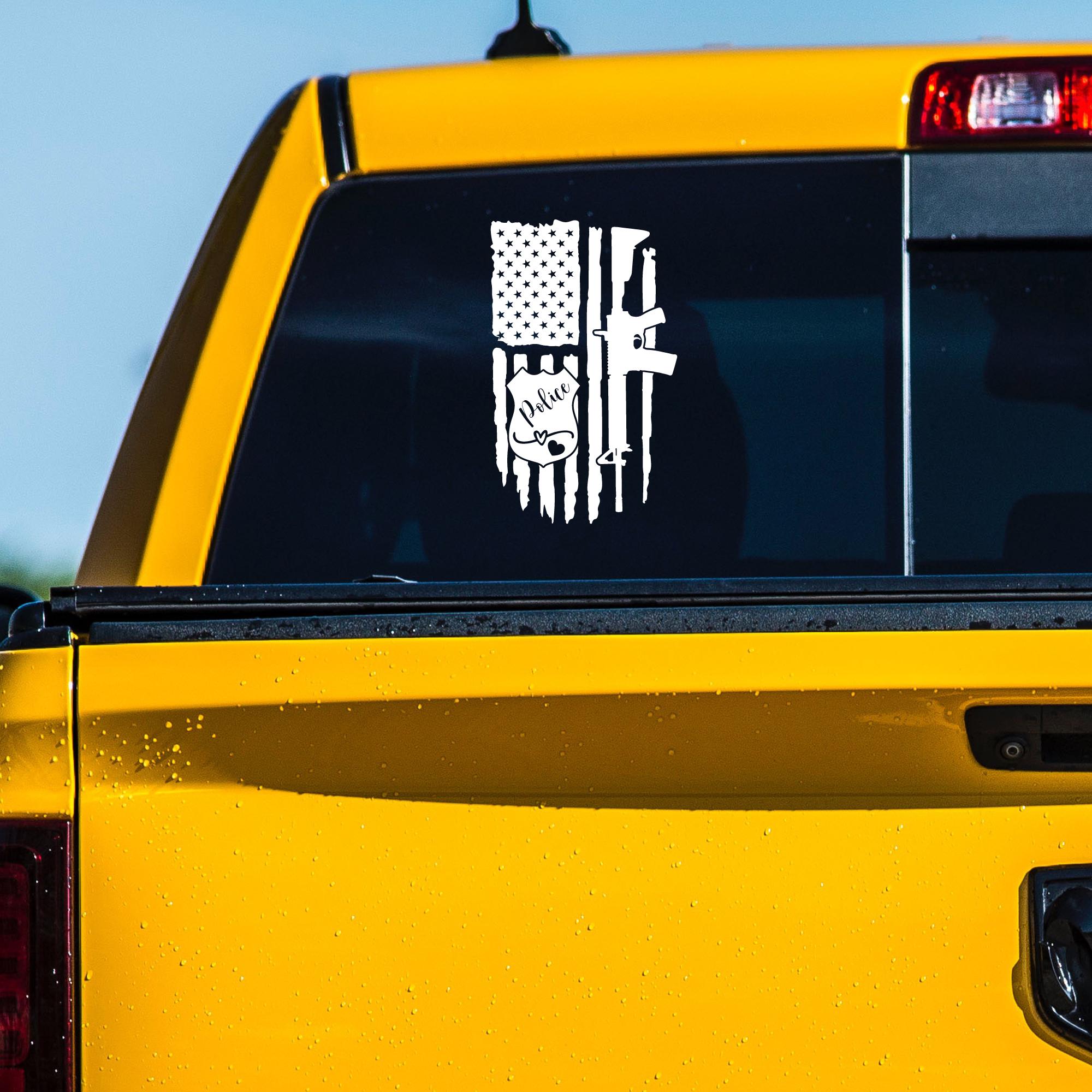 Police Flag Decal, Police American Flag Decal, Waterproof Vinyl Sticker ...