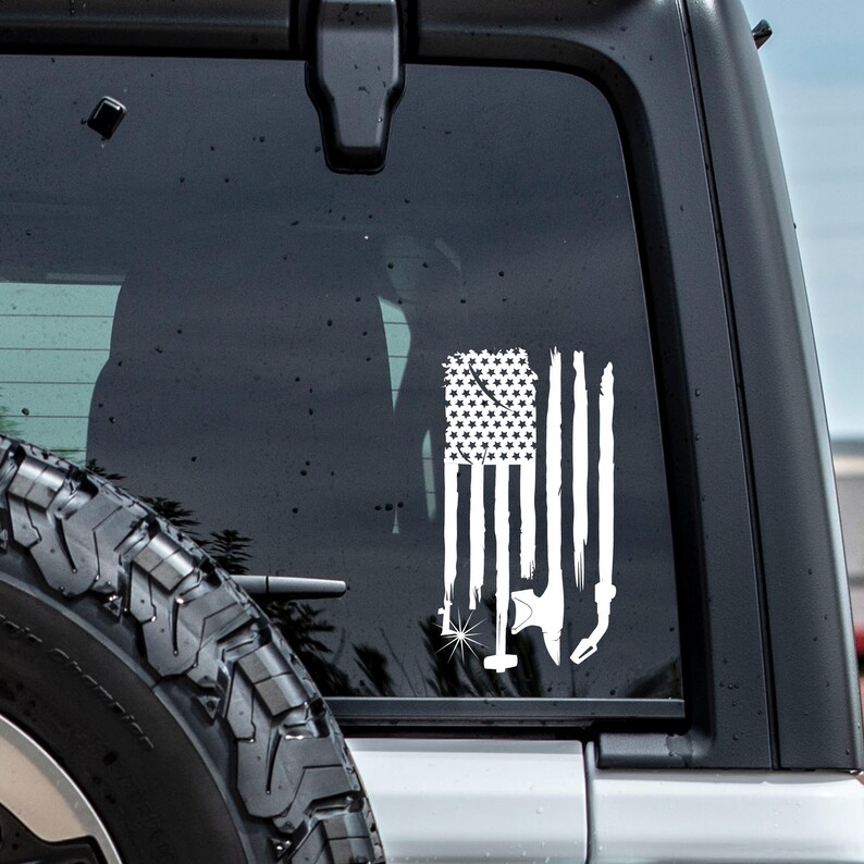 Welder Flag Decal, Welder Tools Decal, Waterproof Vinyl Sticker, Car ...