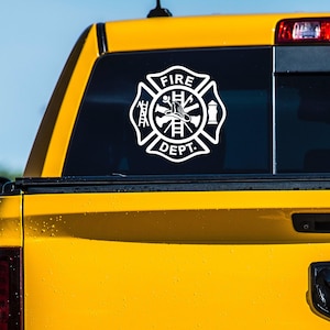 Fire Dept. Decal, Firefighter Decal, Waterproof Vinyl Sticker, Car ...