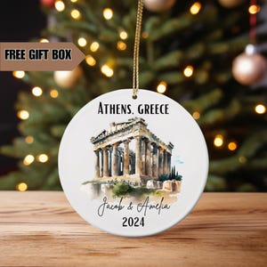 Athens Greece Vacation Christmas Ornament, Personalized Vacation ...