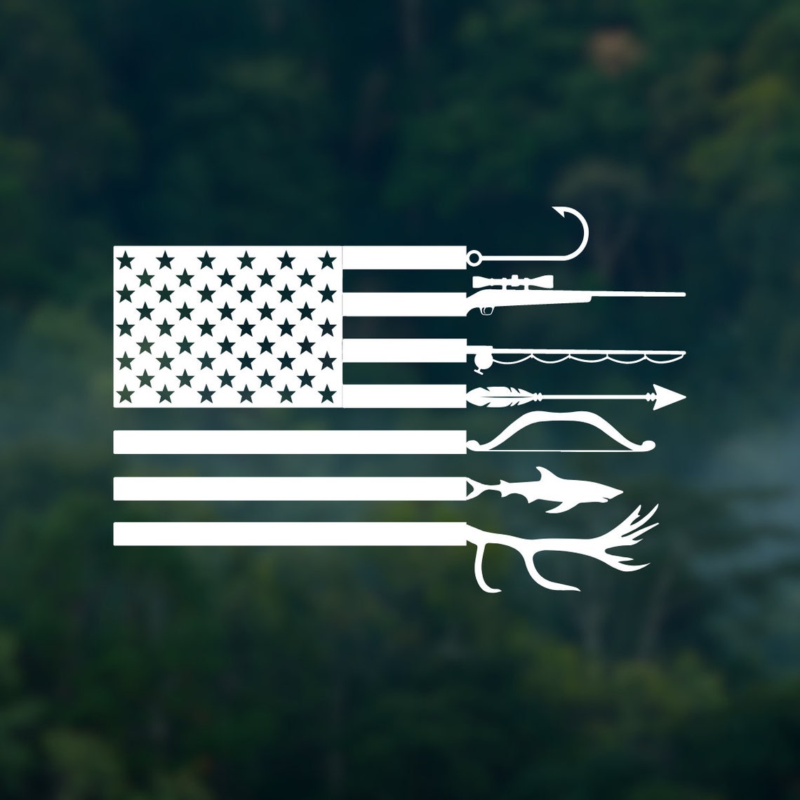 Hunting/fishing Vinyl Decal, Deer and Fish Vinyl Sticker, Waterproof ...