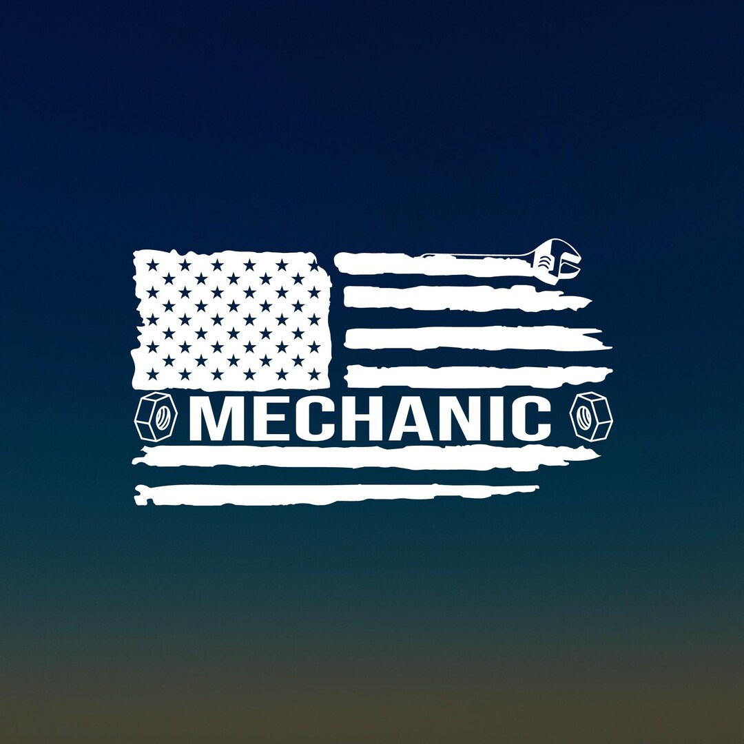 Mechanic American Flag Decal, Wrench Flag Decal, Waterproof Vinyl ...