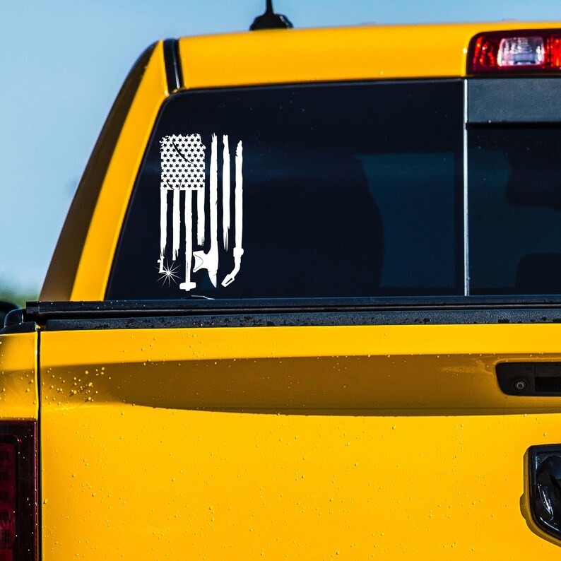 Welder Flag Decal, Welder Tools Decal, Waterproof Vinyl Sticker, Car ...