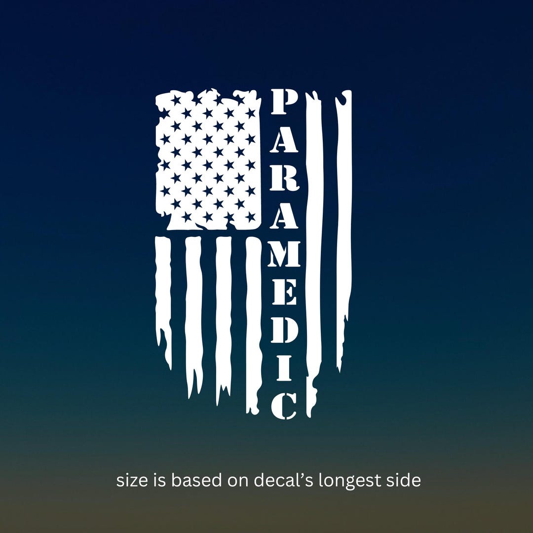 Paramedic American Flag Decal, American Paramedic Decal, Waterproof ...