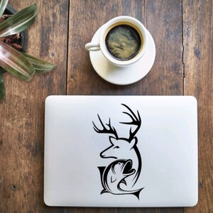 Hunting/fishing Vinyl Decal, Deer and Fish Vinyl Sticker, Waterproof ...