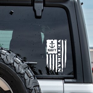 NAVY Veteran American Flag Decal, US Flag Vinyl Decal, Waterproof Vinyl ...