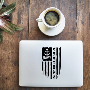 NAVY Veteran American Flag Decal, US Flag Vinyl Decal, Waterproof Vinyl ...