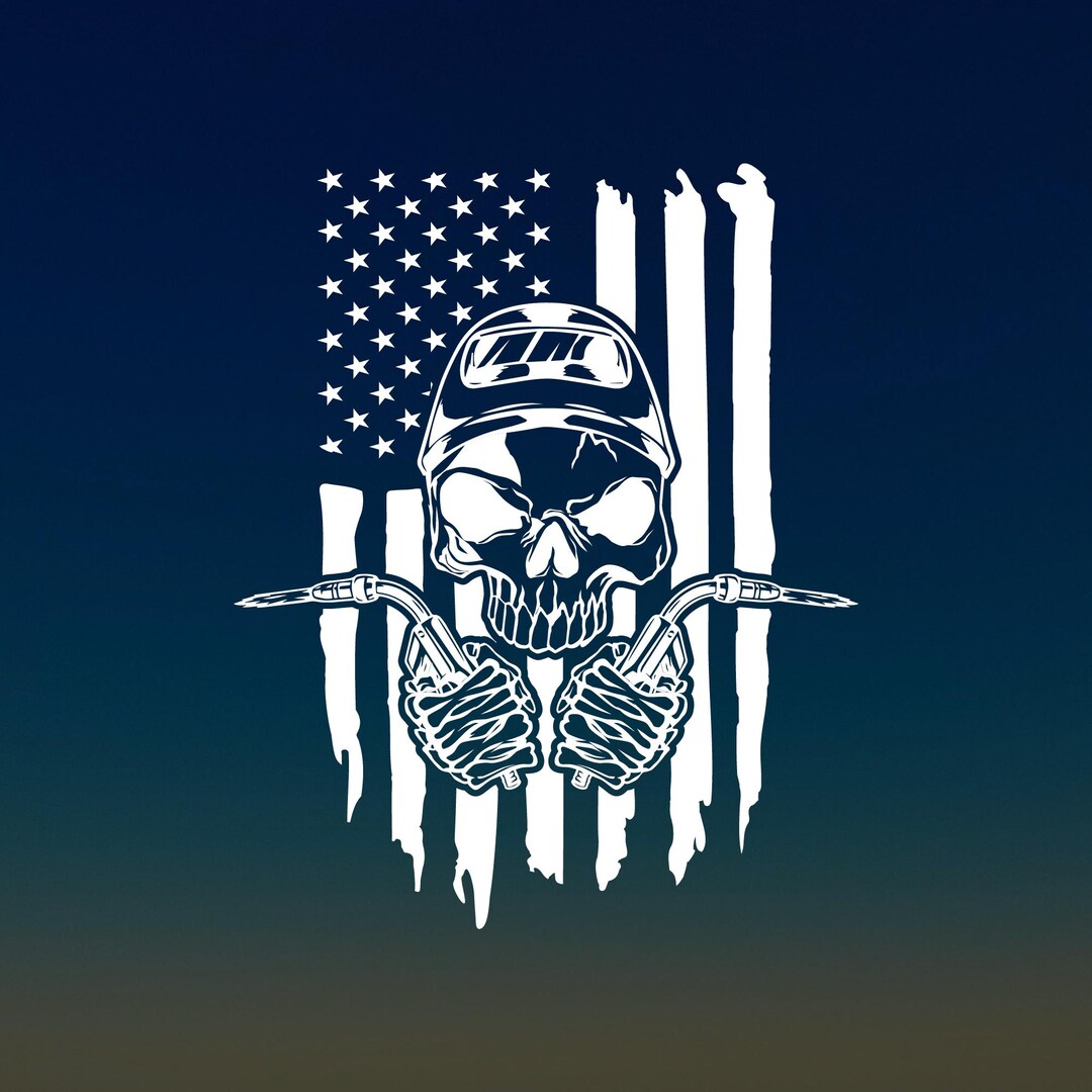 Welder Decal, Welder Skull Flag Decal, Waterproof Vinyl Sticker, Car ...