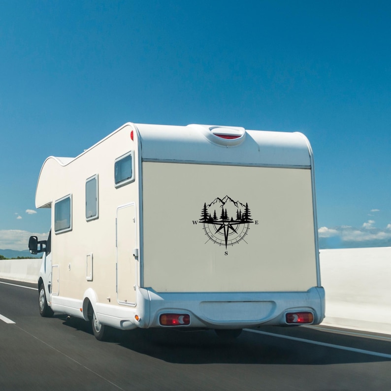 Compass Decal for RV Camper, Waterproof RV Decal, Mountains Camping ...