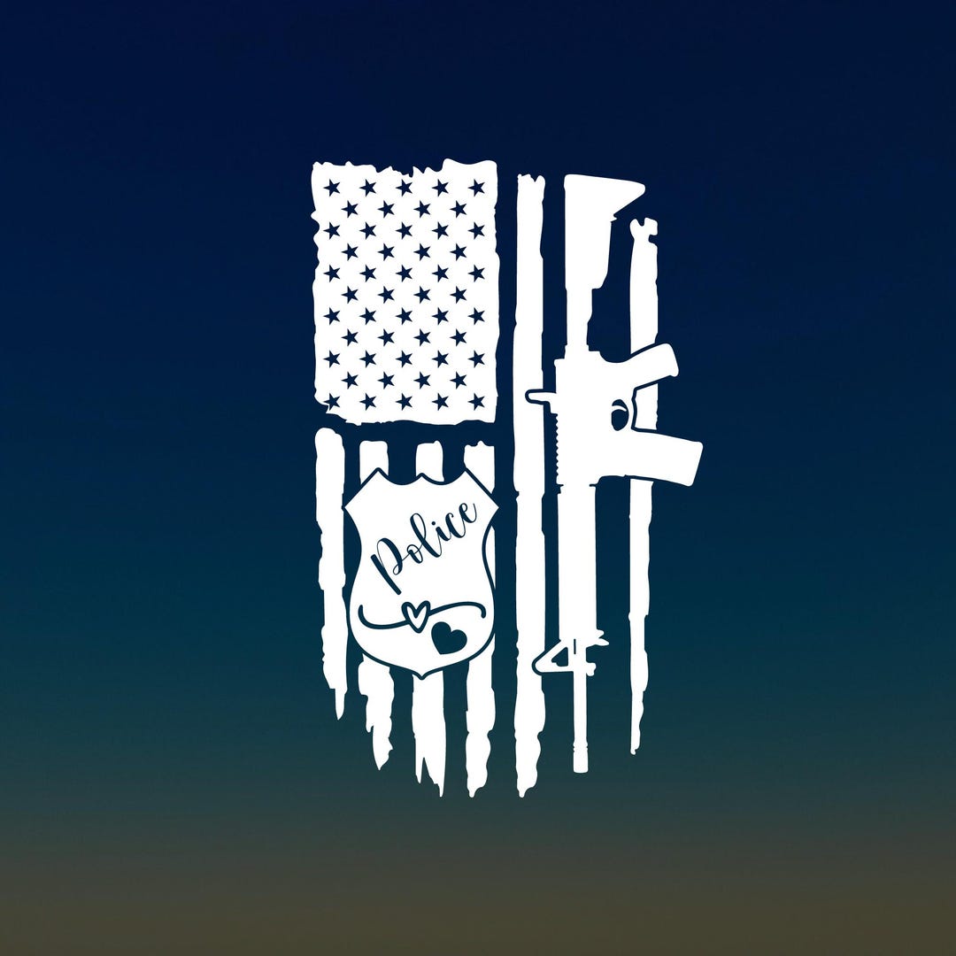 Police Flag Decal, Police American Flag Decal, Waterproof Vinyl Sticker ...