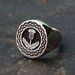 Scottish Thistle Signet Ring - Etsy