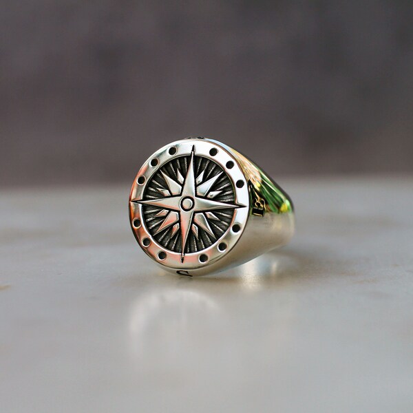 Mens Compass Rose Ring - Etsy