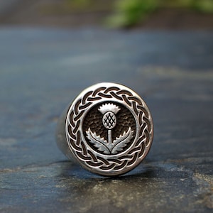 Scottish Thistle Signet Ring - Etsy