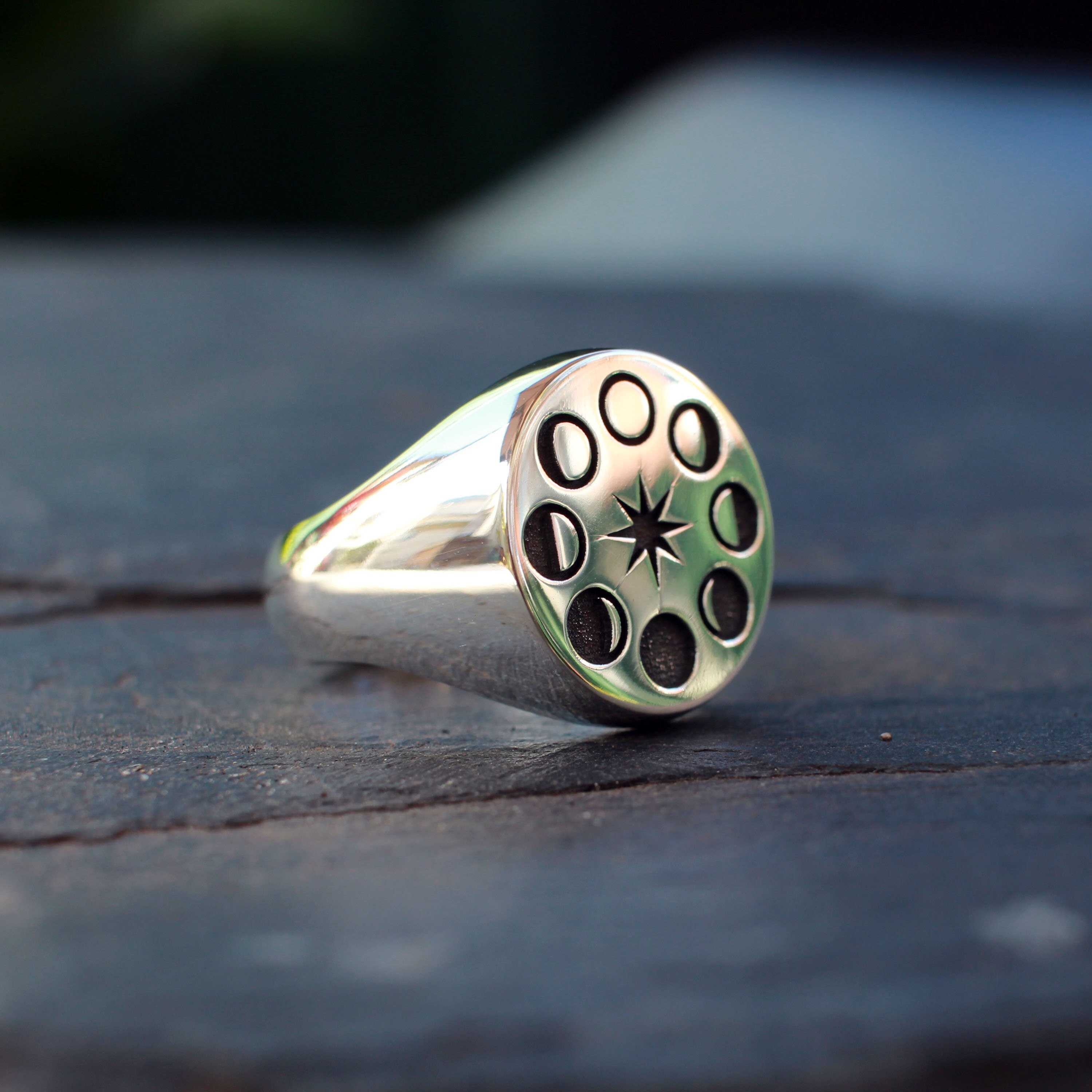 MOON PHASE RING / Lunar Cycle Ring / Sterling Silver Ring / - Etsy