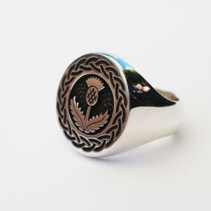 Scottish Thistle Signet Ring - Etsy