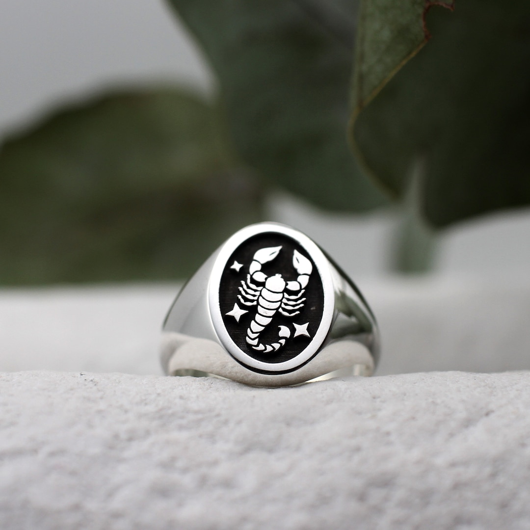 Scorpio Signet Ring, Star Sign Ring, Minimalist Zodiac Jewellery ...