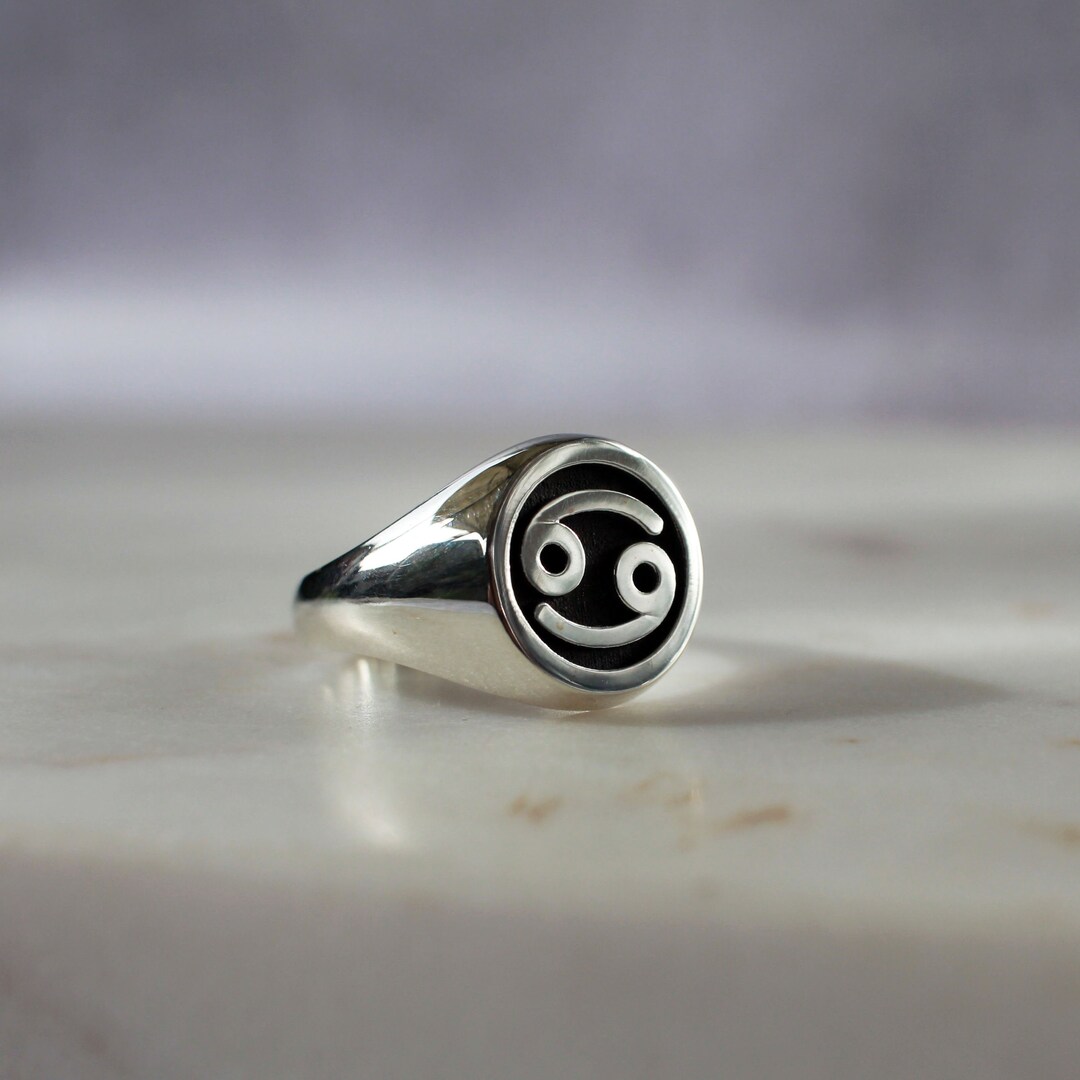Cancer Symbol Signet Ring Sterling Silver - Etsy