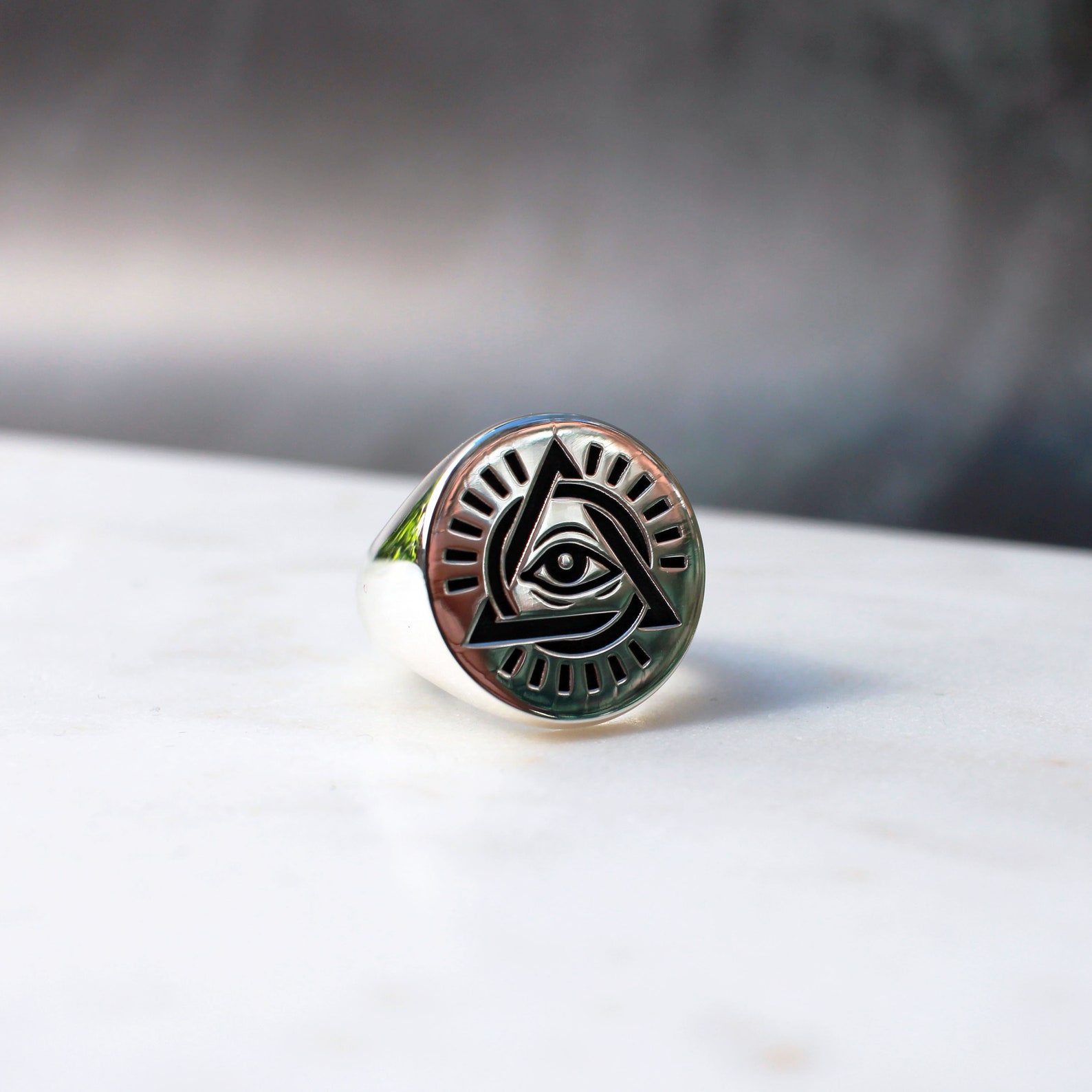 ALL SEEING EYE Illuminati Ring Silver Signet Ring All - Etsy Australia