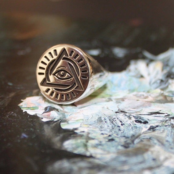ALL SEEING EYE Illuminati Ring Silver Signet Ring All | Etsy