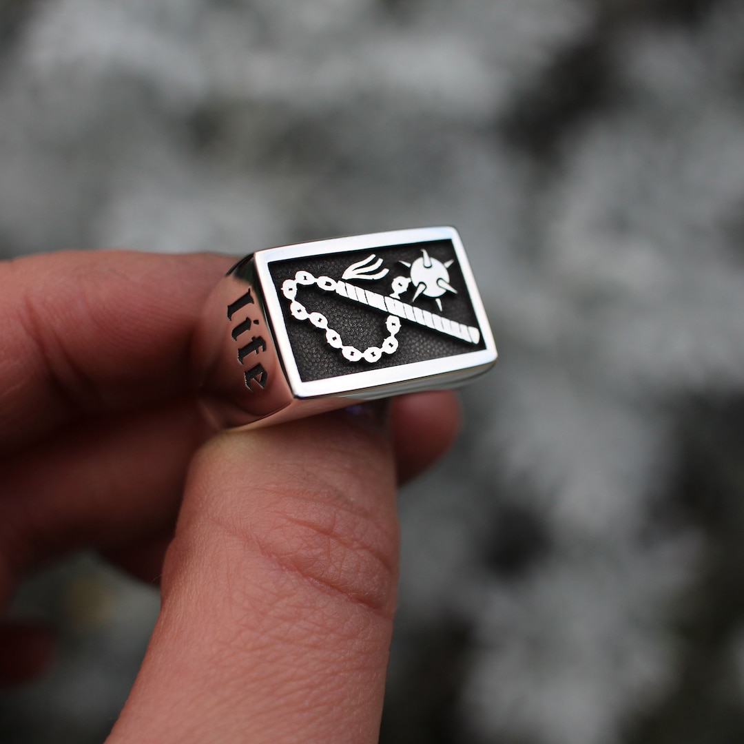 Medieval Flail Signet Ring, Gothic Signet Ring, Alternative Mens Ring ...