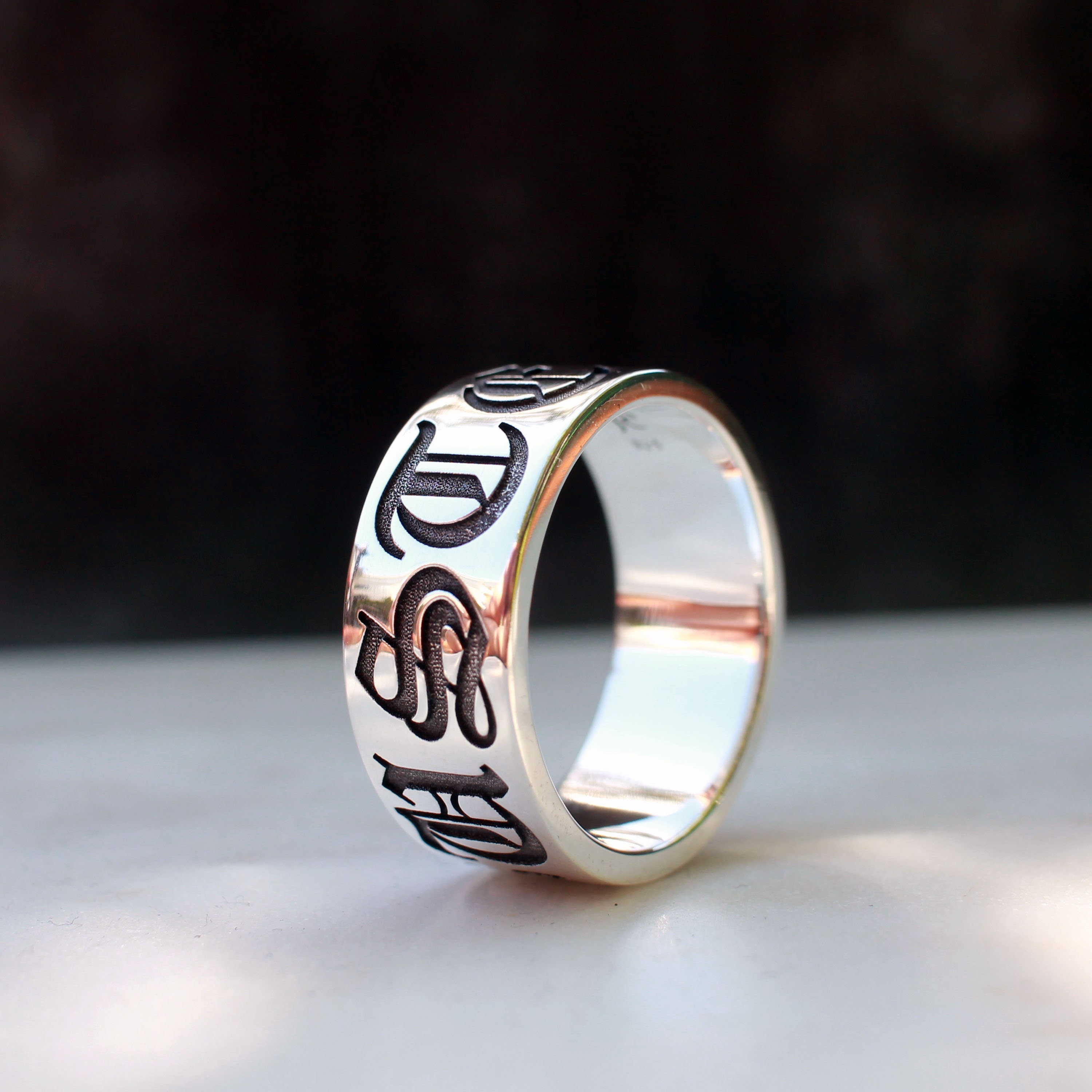 Personalized Old English Name Ring JESUS Customized Gothic Style Oxidized Ring Gothic Font personalized-old-english-name-ring-jesus-customized-gothic-style-oxidized-ring-gothic-font