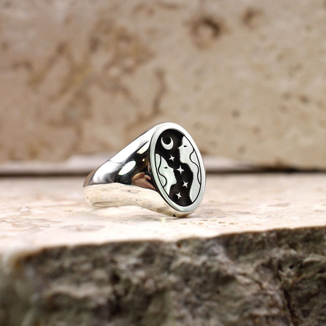 Gemini Signet, Minimalist Zodiac Jewellery, Twins Ring, Oval Signet ...