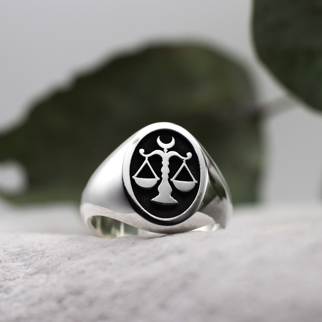 Libra Signet Ring, Star Sign Ring, Minimalist Zodiac Jewellery - Etsy
