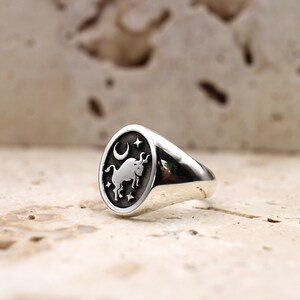 Taurus Signet, Minimalist Zodiac Jewellery, Star Sign Ring, Oval Signet ...