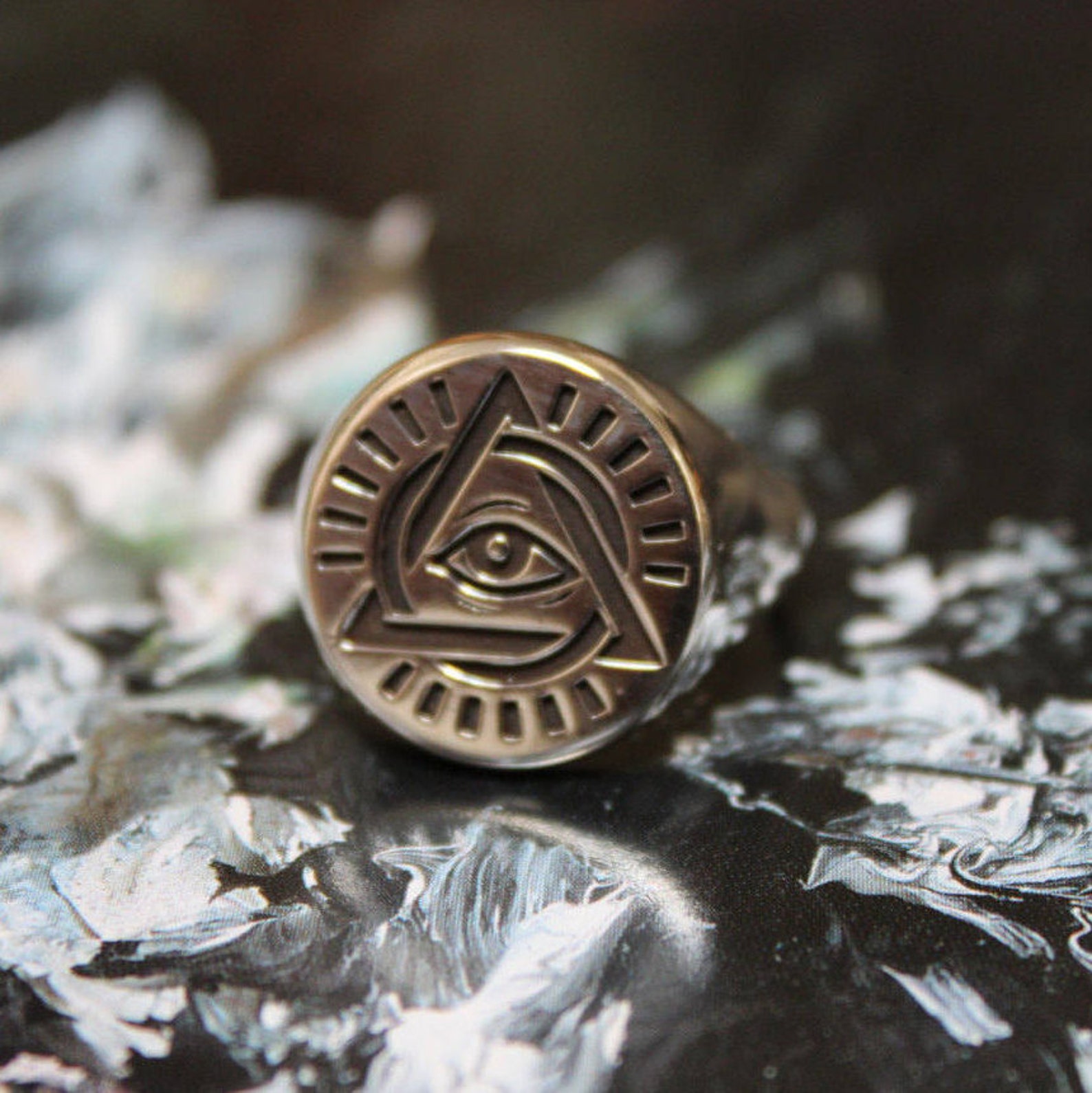 ALL SEEING EYE Illuminati Ring Silver Signet Ring All | Etsy