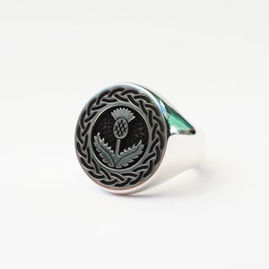 Scottish Thistle Signet Ring - Etsy