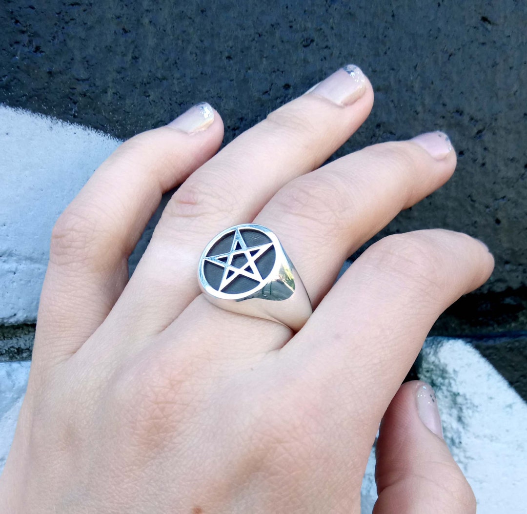 HEX, Pentagram Ring / Silver Pentagram Ring / Pentagram Signet - Etsy