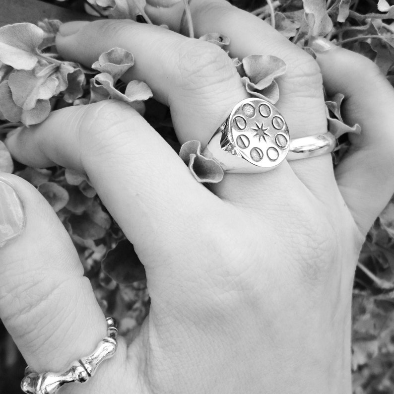 MOON PHASE RING / Lunar Cycle Ring / Sterling Silver Ring / | Etsy