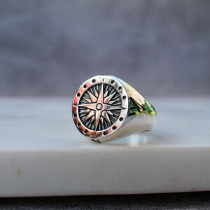 Compass Rose Signet, Nautical Signet Ring, Sailor Jewelry, Mans ...