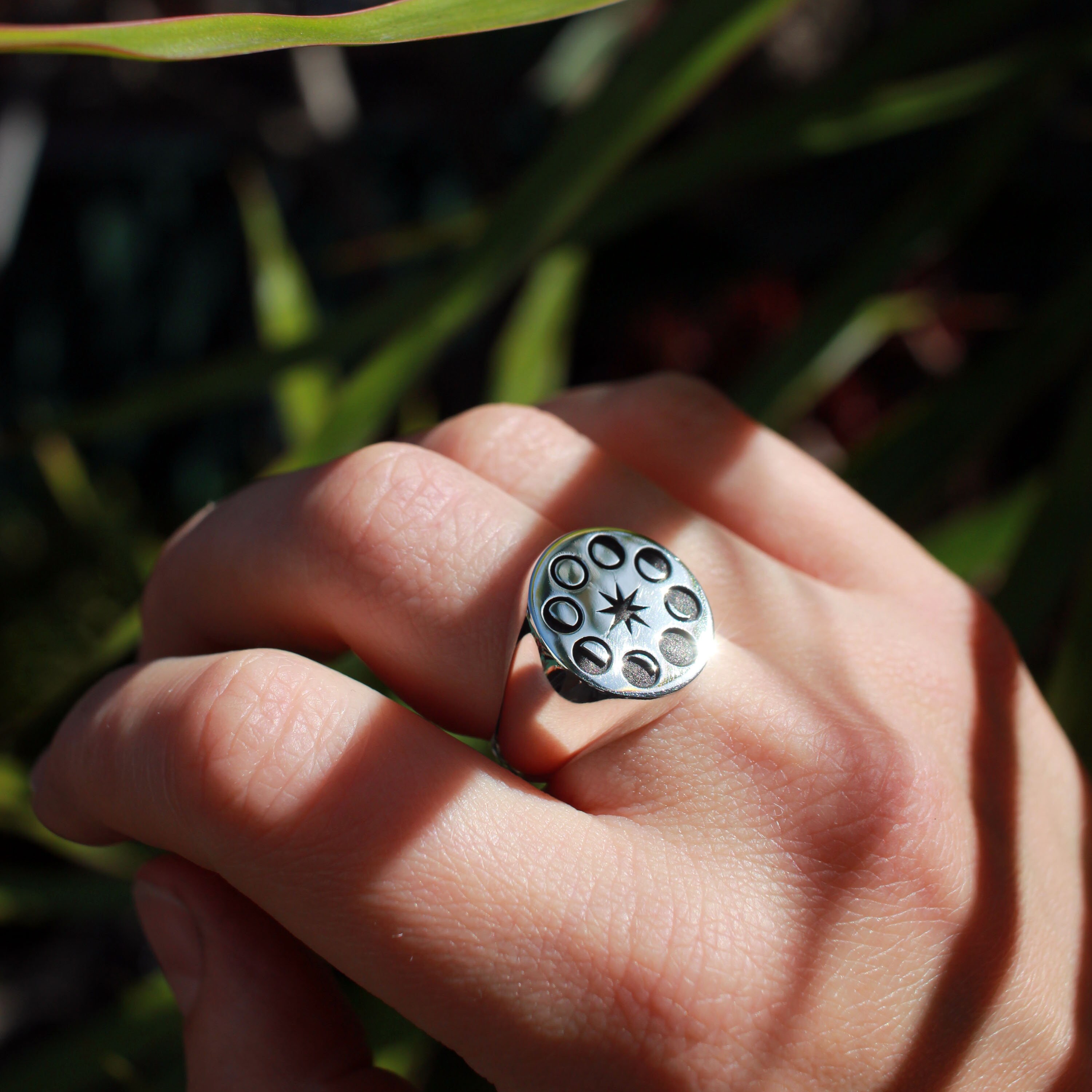 MOON PHASE RING / Lunar Cycle Ring / Sterling Silver Ring / - Etsy