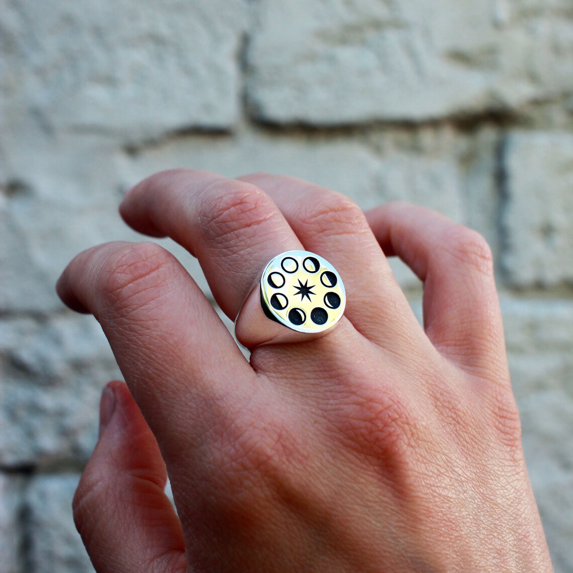 MOON PHASE RING / Lunar Cycle Ring / Sterling Silver Ring / - Etsy