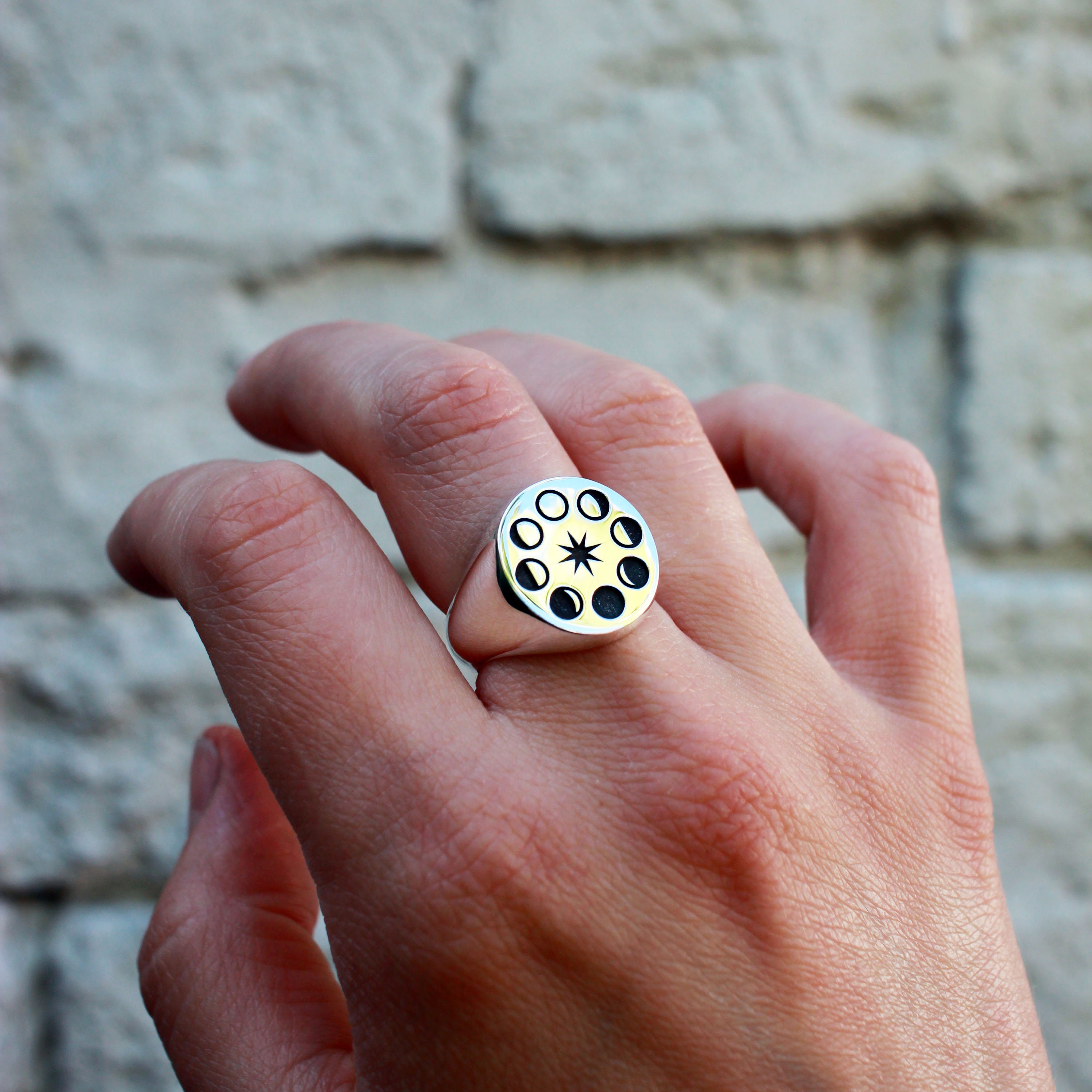 MOON PHASE RING / Lunar Cycle Ring / Sterling Silver Ring / - Etsy
